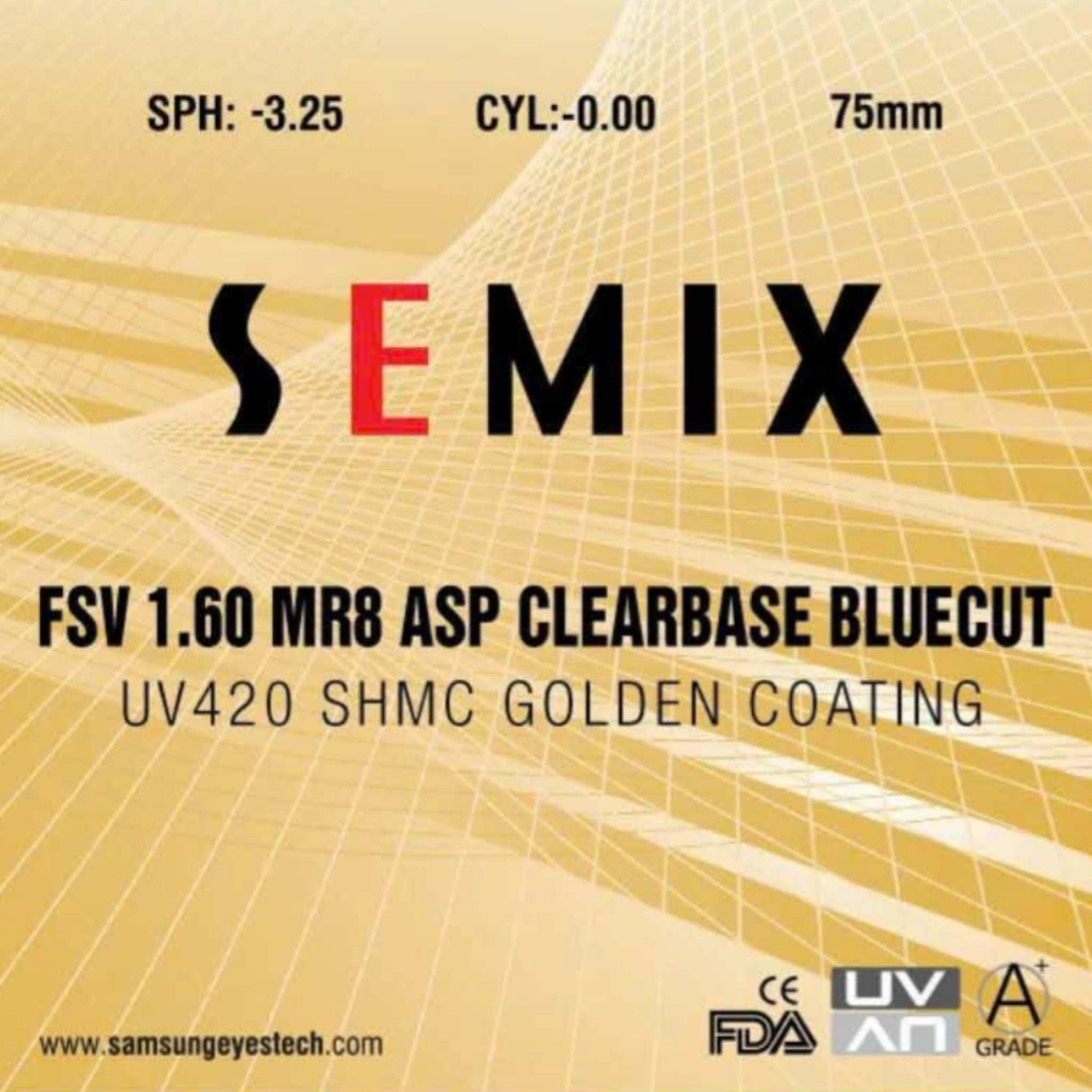 Tròng kính SEMIX 1.60 MR8 SHMC Golden Coating - Kính mắt Lê Nguyễn Optical